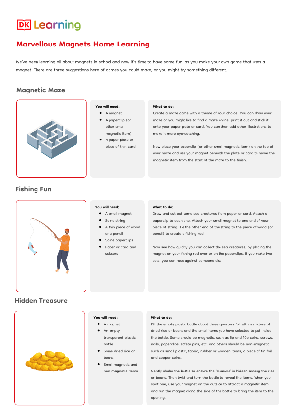 Marvellous Magnets Home Learning Sheet