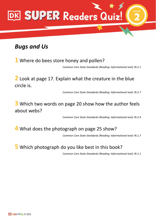 Level 2 Bugs and Us Comprehension Quiz