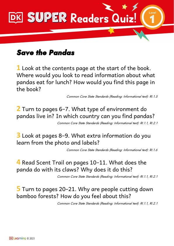 Level 1 Save the Pandas Comprehension Quiz