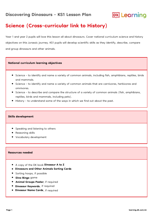 Discovering Dinosaurs – KS1 Lesson Plan