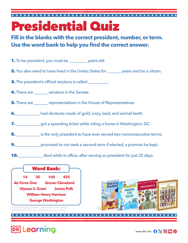 United States History Presidents Activity Pack