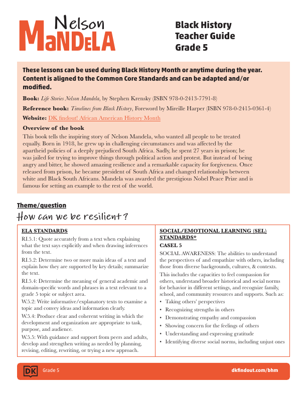 Life Stories Nelson Mandela Lesson Plan