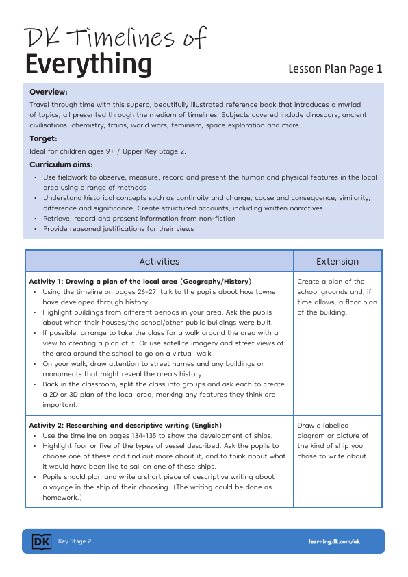 DK Timelines of Everything Lesson Plan