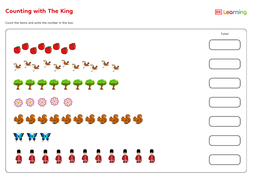 Counting with The King Activity Sheet