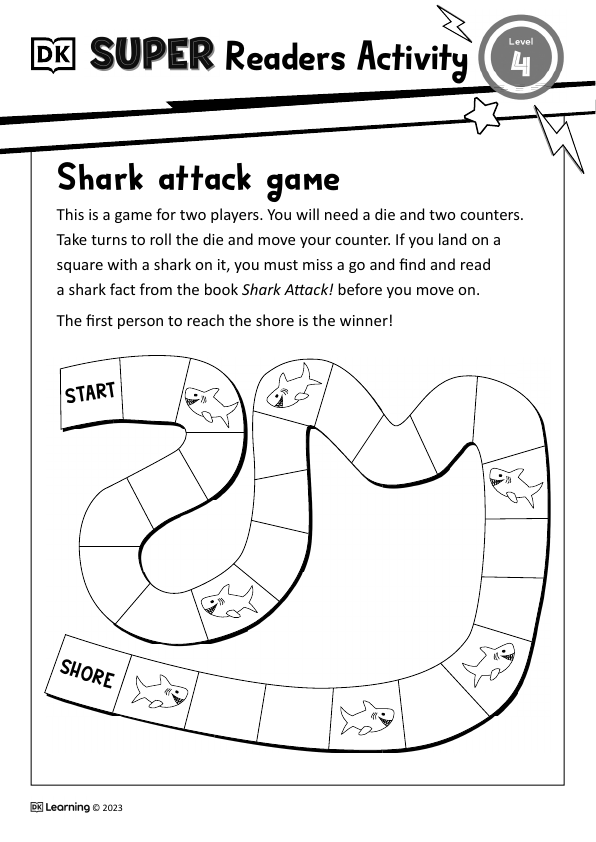Level 4 Shark Attack Board Game Activity Sheet