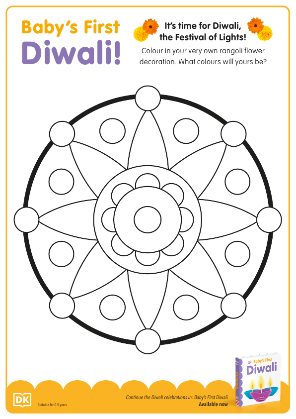 Baby's First Diwali Colouring Activity Sheet