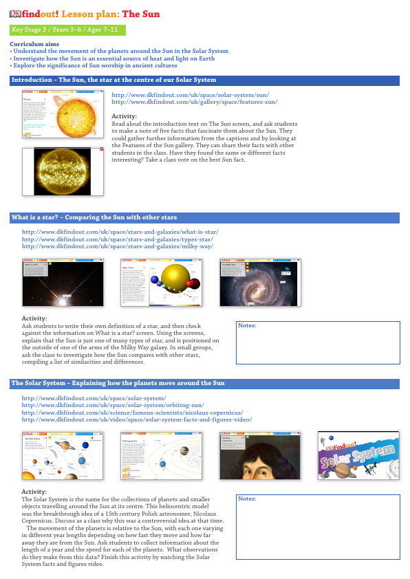 DKfindout! The Sun Lesson plan