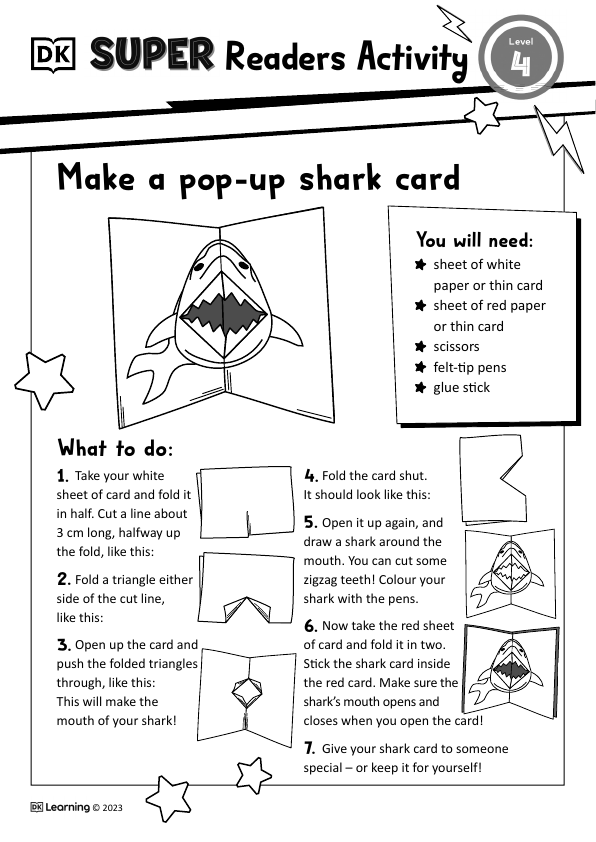 Level 4 Make A Pop-Up Shark Card Activity Sheet