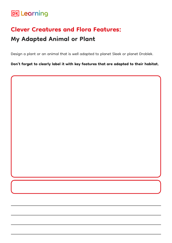 My Animal or Plant Adaptation Sheets