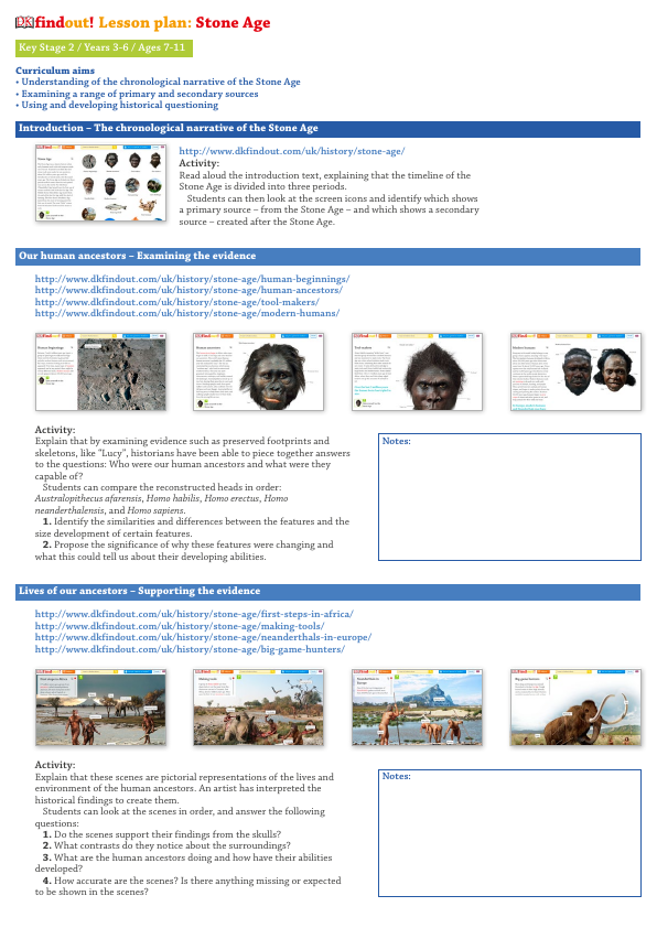 DKfindout! Stone Age Lesson plan