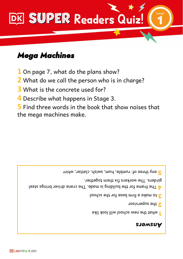 Level 1 Mega Machines Comprehension Quiz