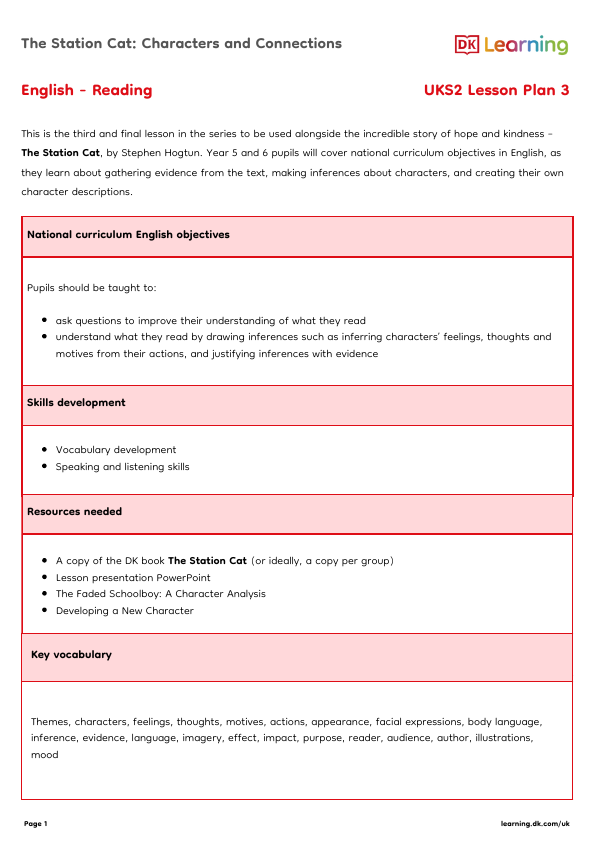 The Station Cat – UKS2 Lesson Plan 3