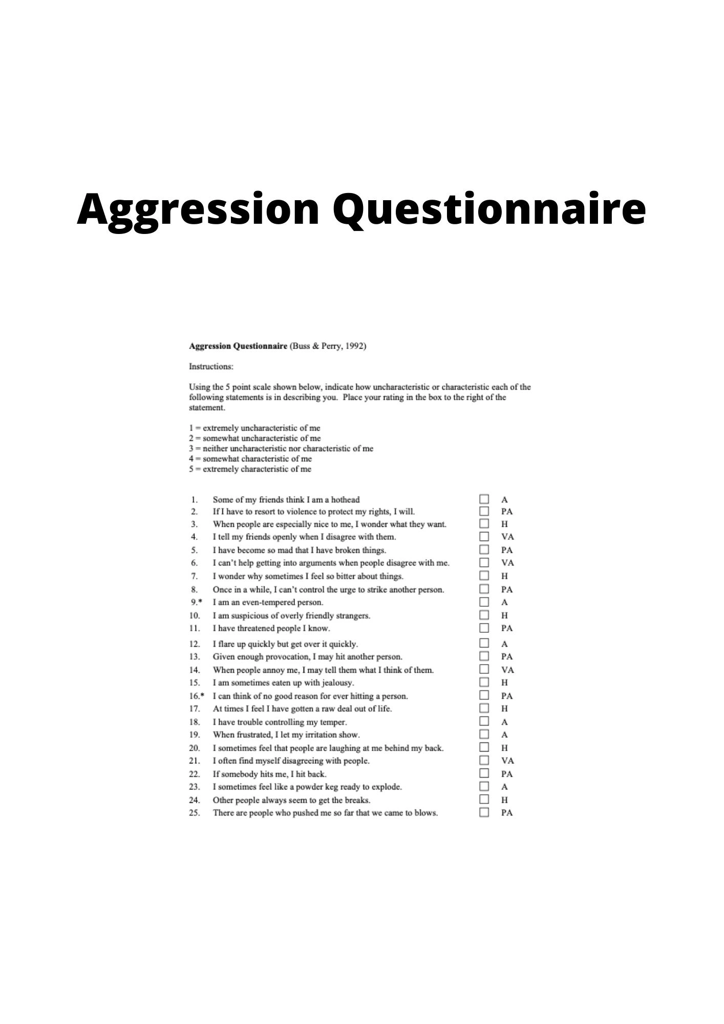 AGGRESSION QUESTIONNAIRE - IASC MHPSS M&E FRAMEWORK MOV Toolkit - The ...