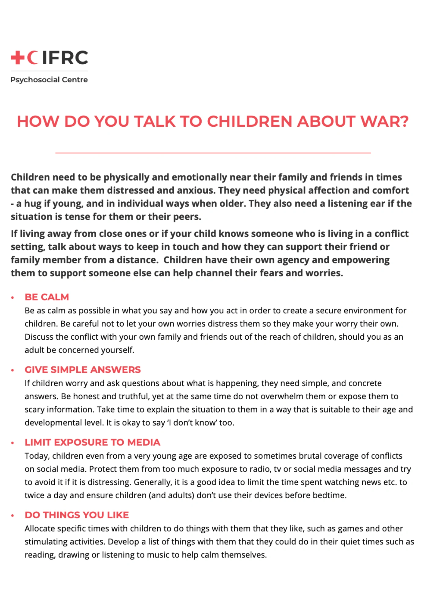 How to Talk to Children About War - The Children and Families Mental ...