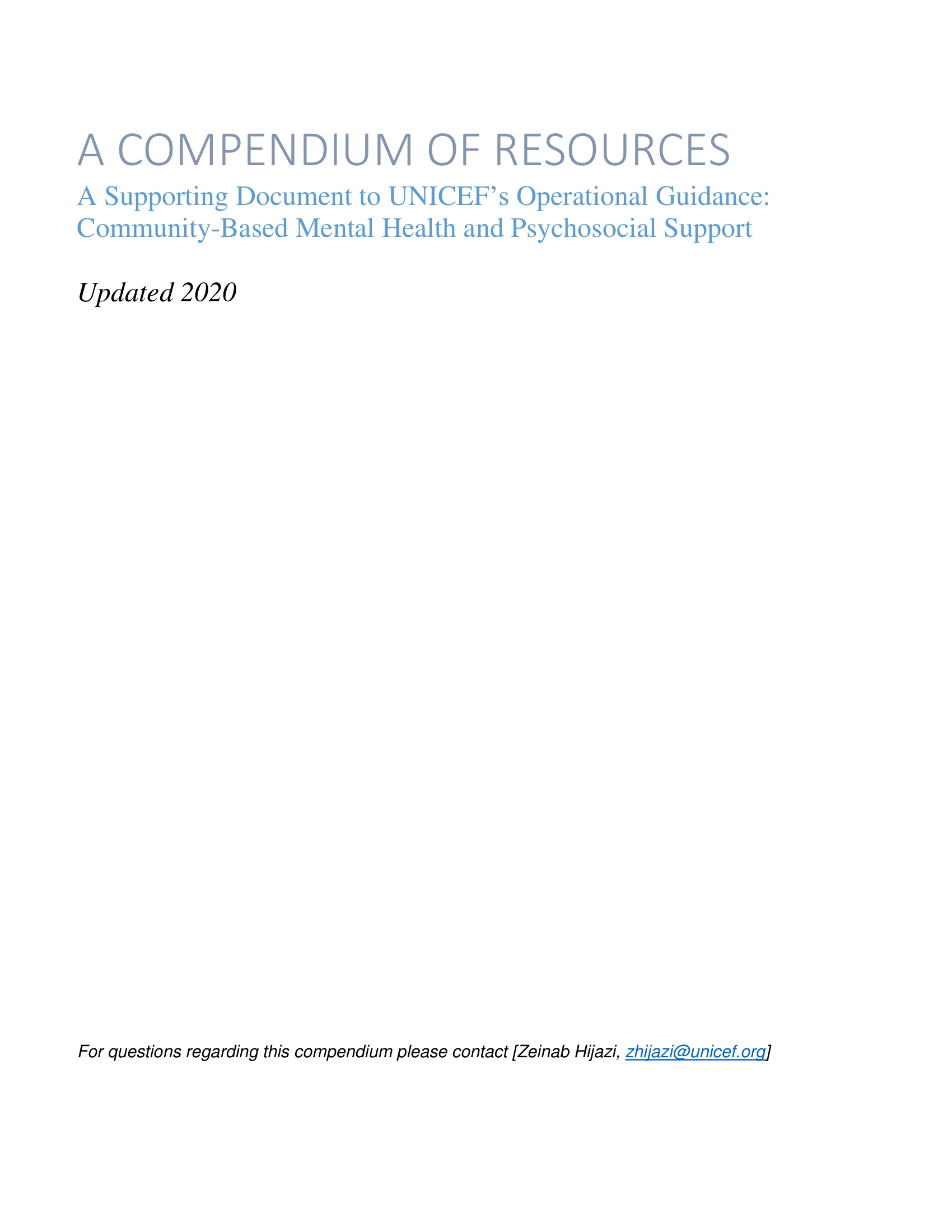 A Compendium of Resources: Community-Based Mental Health and ... A Compendium of Resources: Community-Based Mental Health and ...
