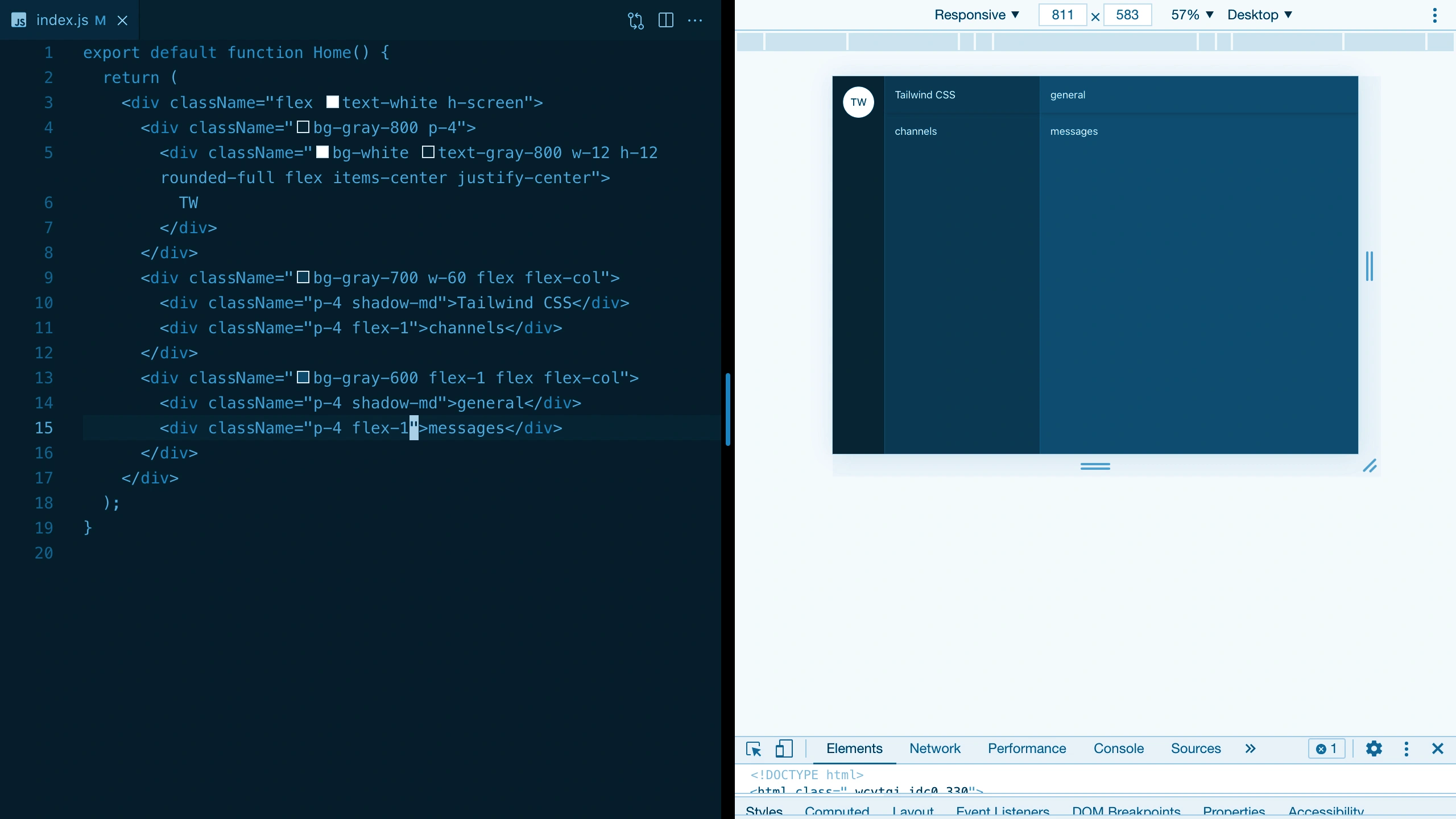 Scaffolding a multipanel layout - Tailwind Mastery