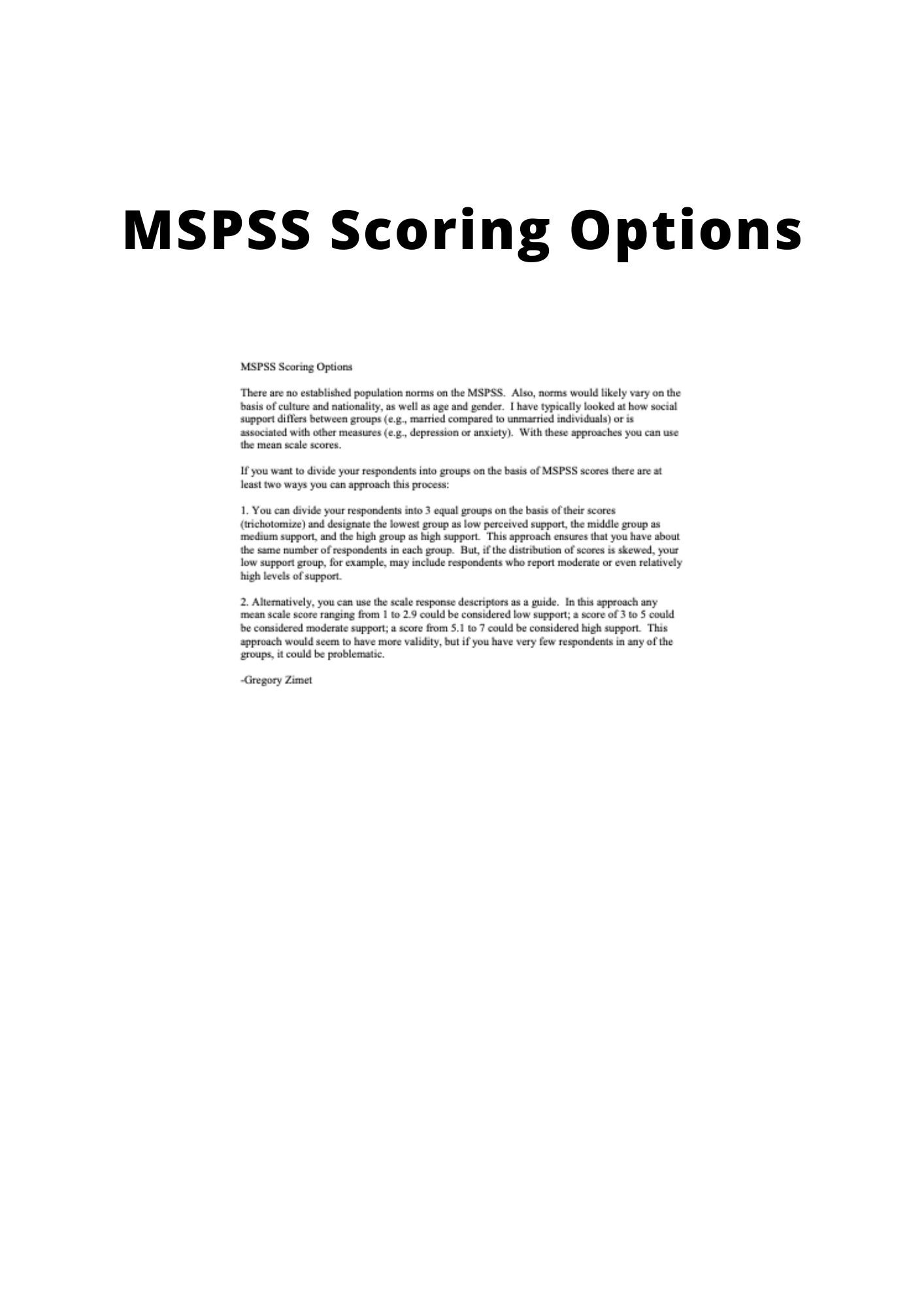 MSPSS SCORING OPTIONS - IASC MHPSS M&E FRAMEWORK MOV Toolkit - The ...