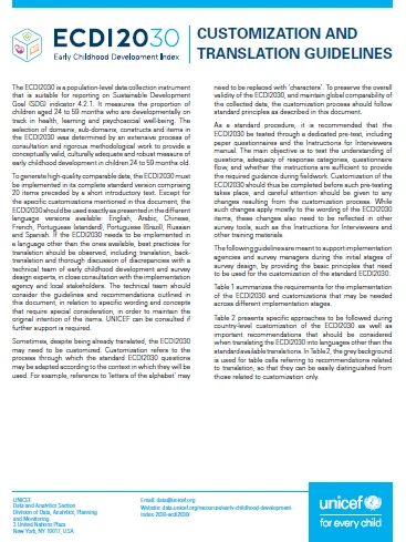 EARLY CHILD DEVELOPMENT INDEX ADAPTATION & TRANSLATION GUIDANCE - IASC ...