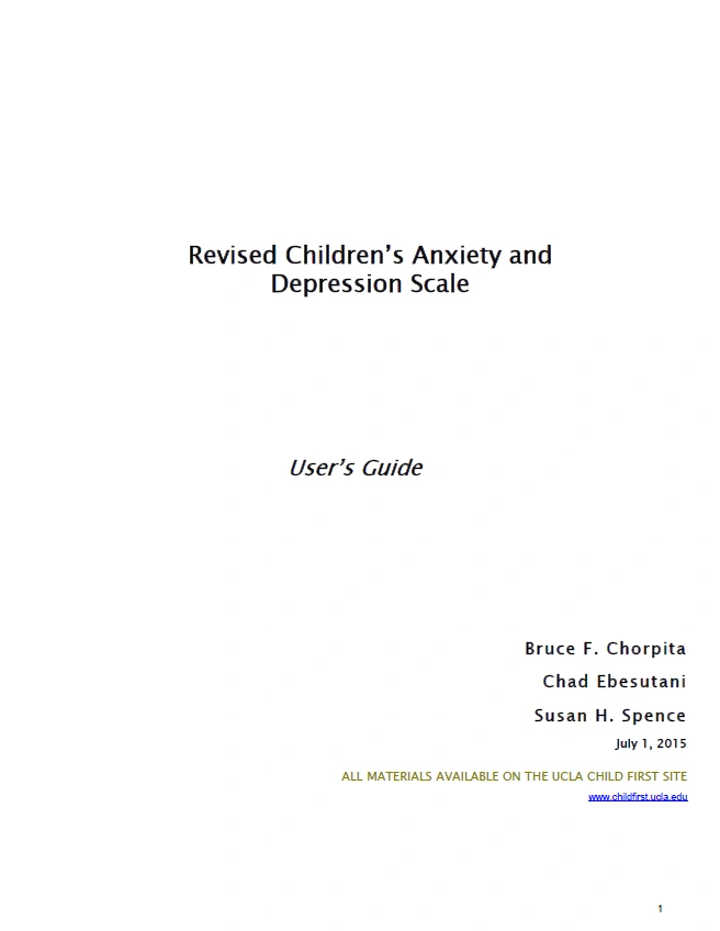 REVISED CHILDREN’S ANXIETY AND DEPRESSION SCALE: USER’S GUIDE - IASC ...