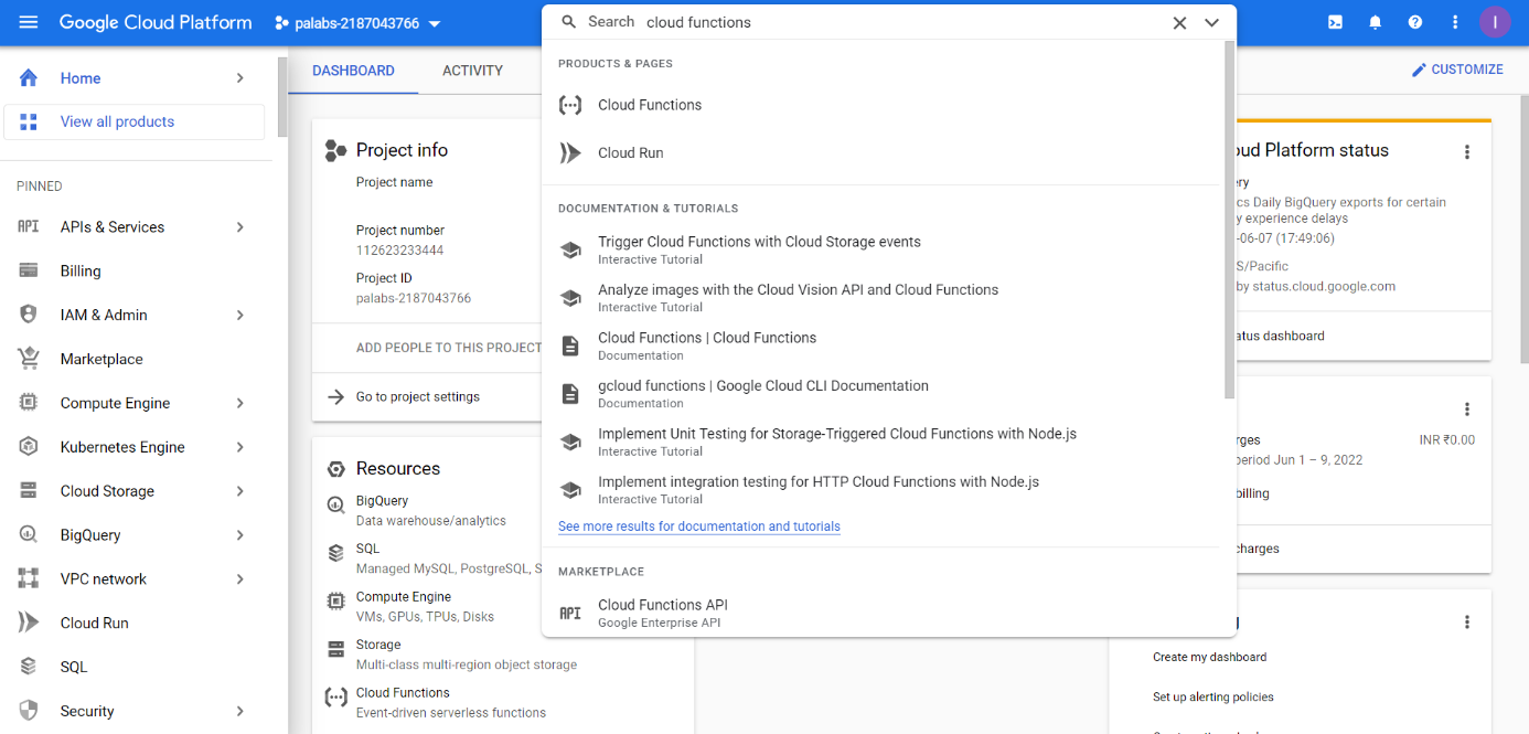 Create a Cloud Function using GCP Console Create a Cloud Function using GCP Console