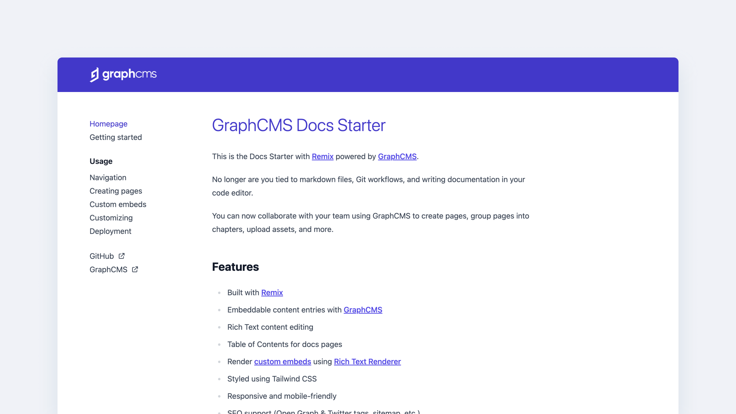 GraphCMS Docs Starter | Hygraph