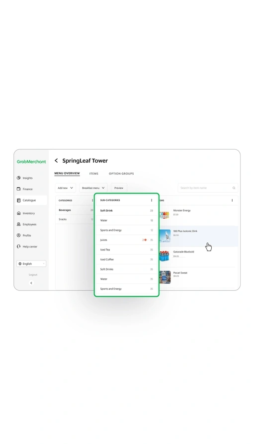 Build your menu or catalogue (and your business) - GrabMerchant Website