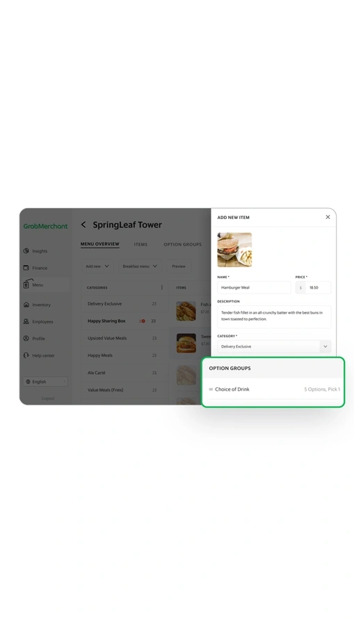 Build your menu or catalogue (and your business) - GrabMerchant Website