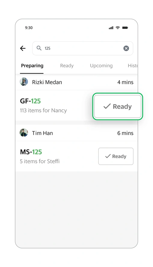 Keep track of orders by marking them as 'Ready’ - GrabMerchant Website