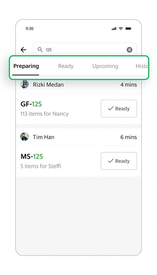 Keep track of orders by marking them as 'Ready’ - GrabMerchant Website