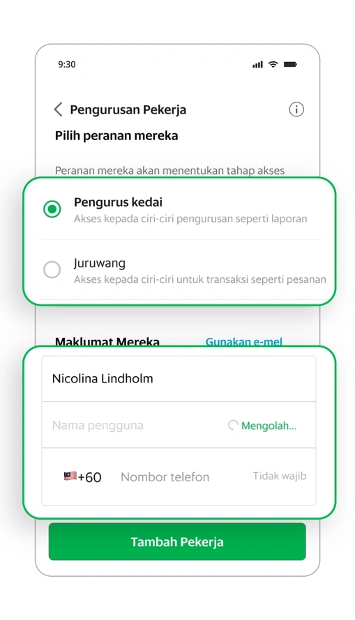 Menetapkan peringkat akses kedai berlainan untuk setiap pekerja - GrabMerchant Website