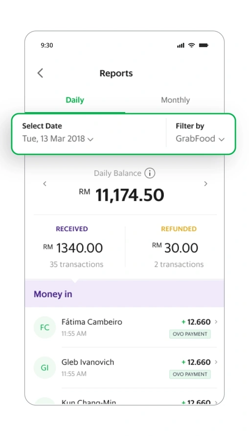 Getting Your Payment Report - GrabMerchant Website