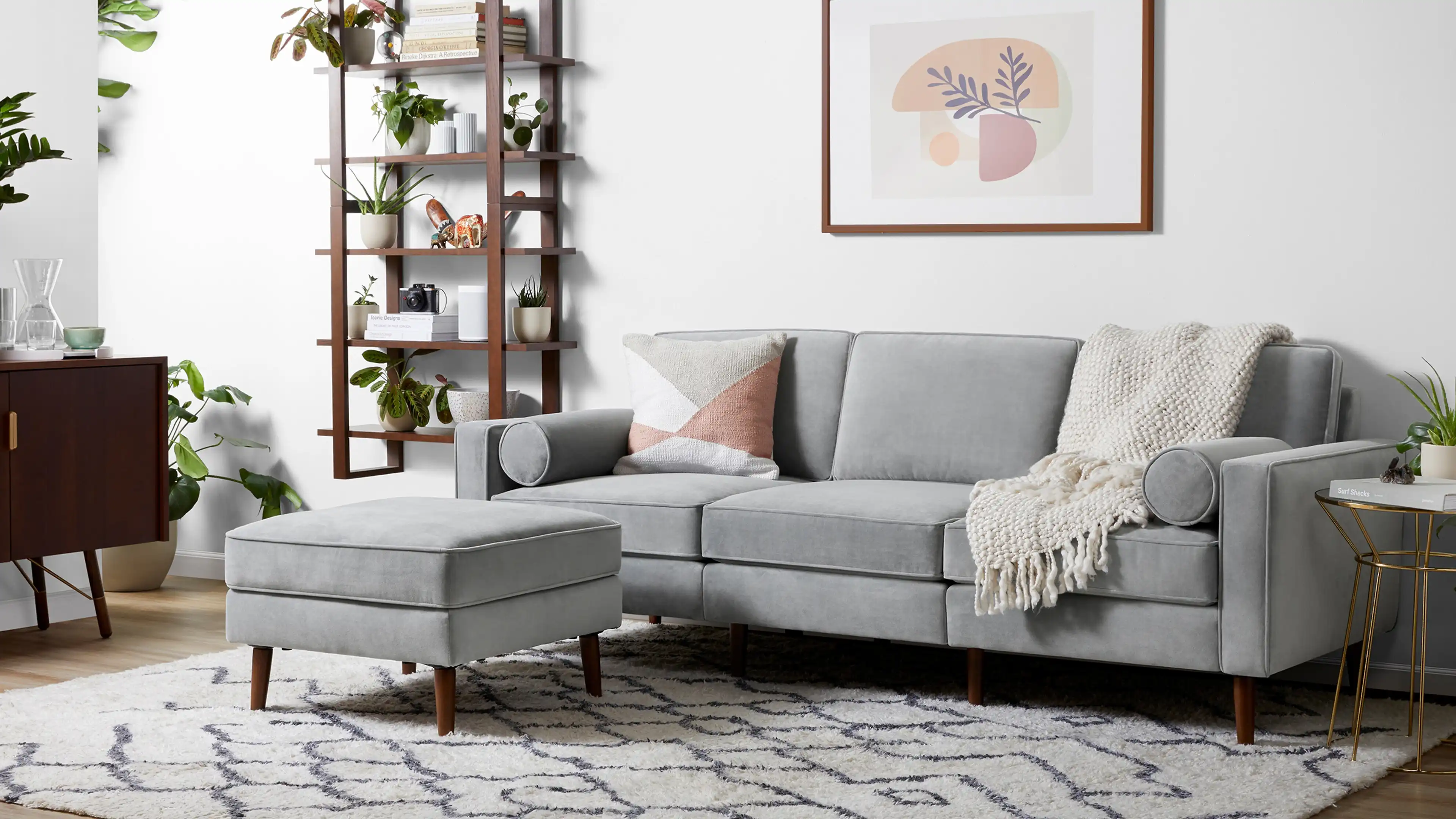 Velvet sofa and ottoman store
