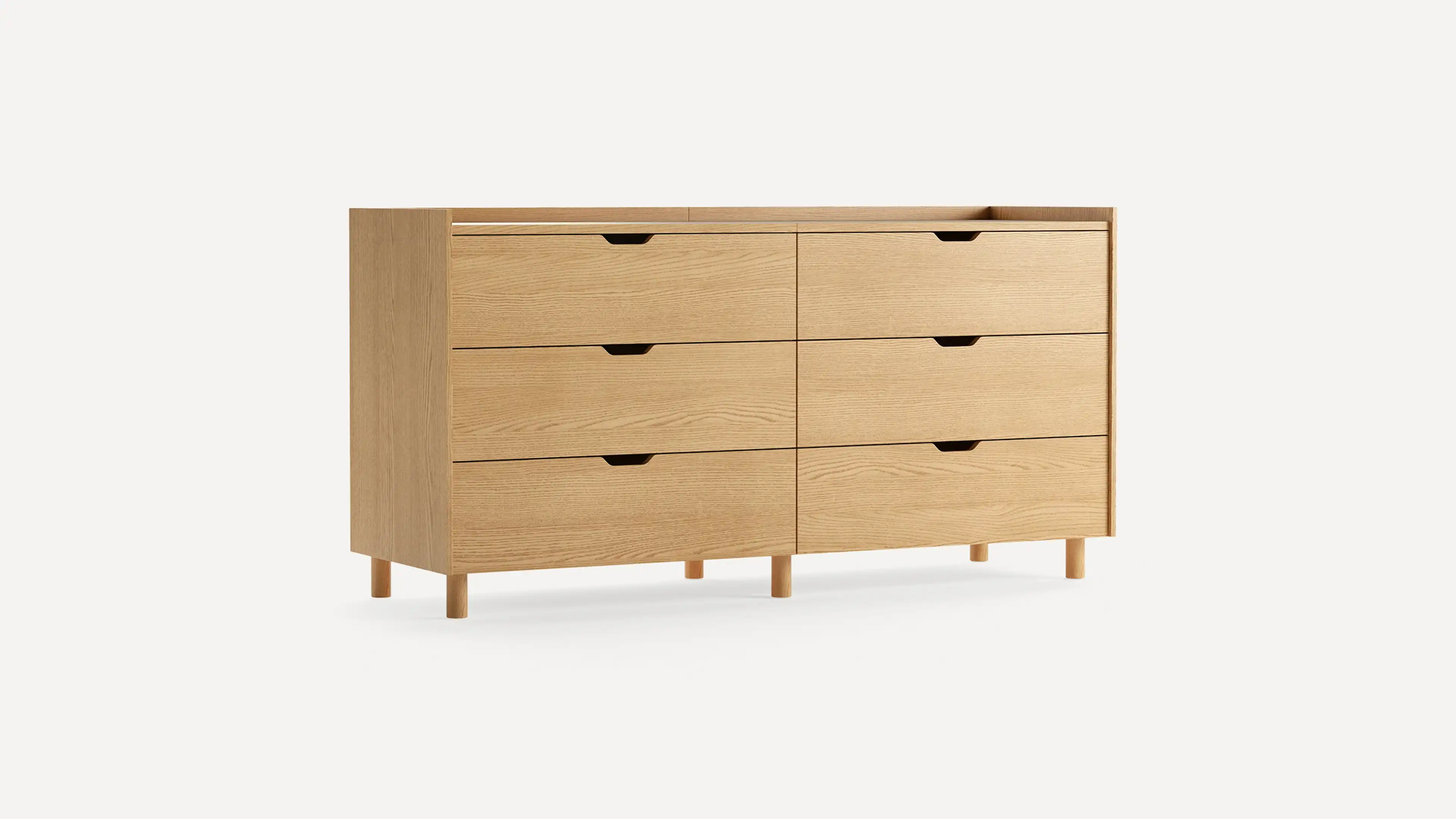 Burrow Prospect 6 Drawer Low Dresser in Walnut 64 L x 20 W x 32 H