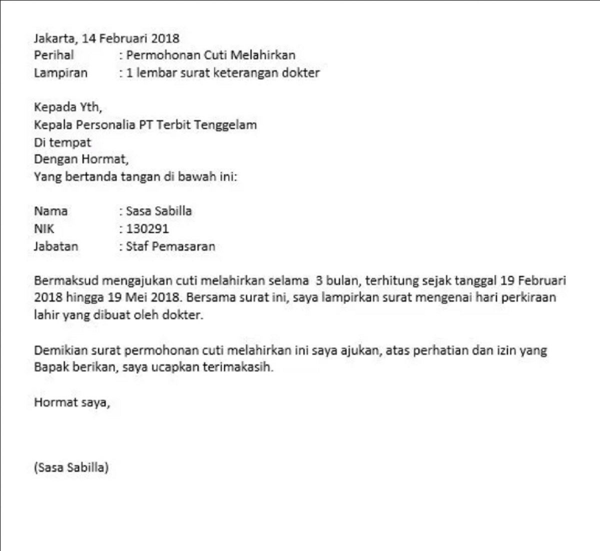 5+ Contoh Surat Cuti Melahirkan: Format & Cara Buatnya - Jobstreet ...
