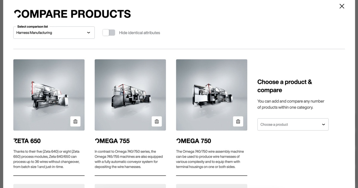 New function on komaxgroup.com: Better decisions with the Komax product comparison | Komax