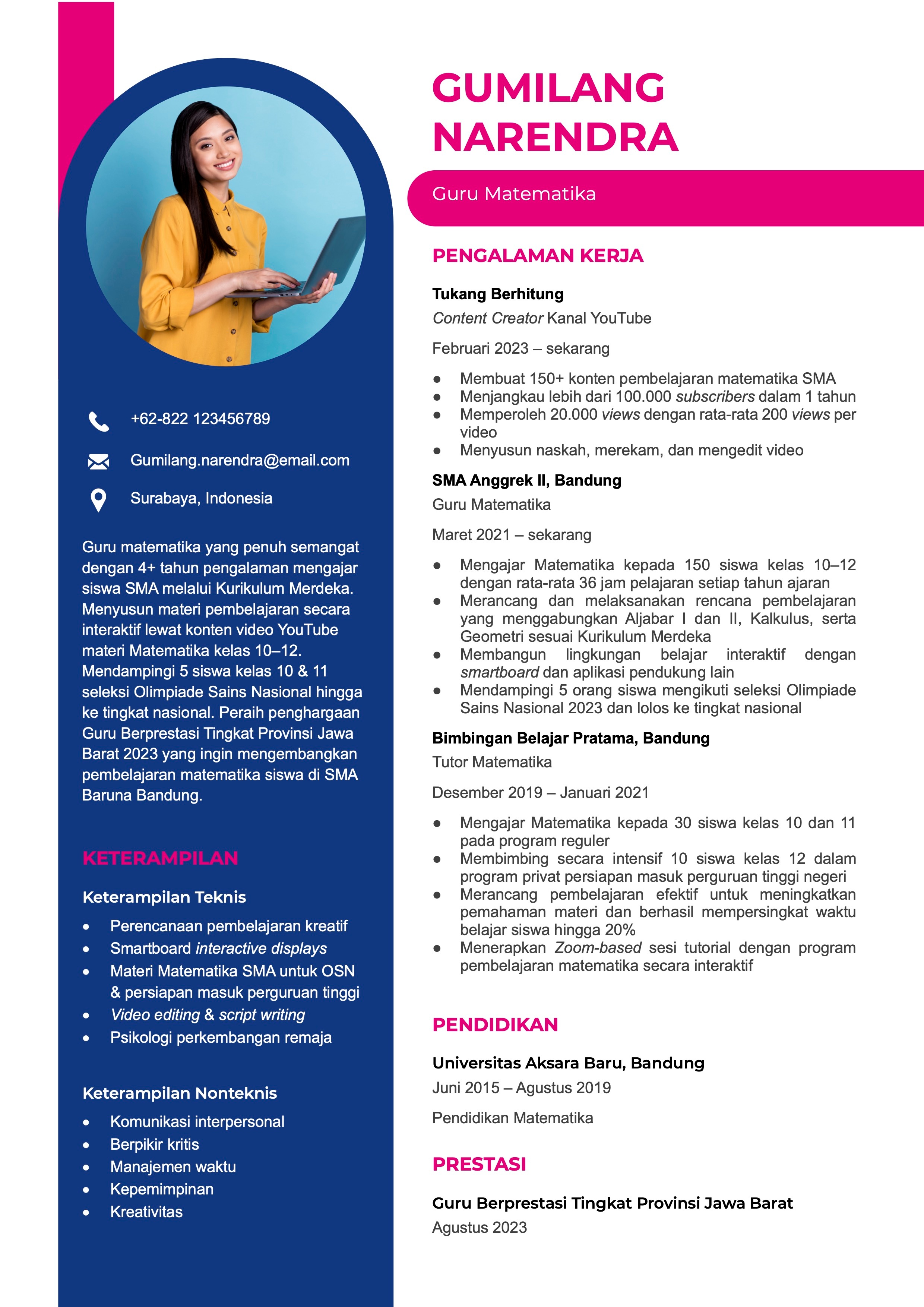 Contoh CV Guru (GRATIS Template) - Jobstreet Indonesia