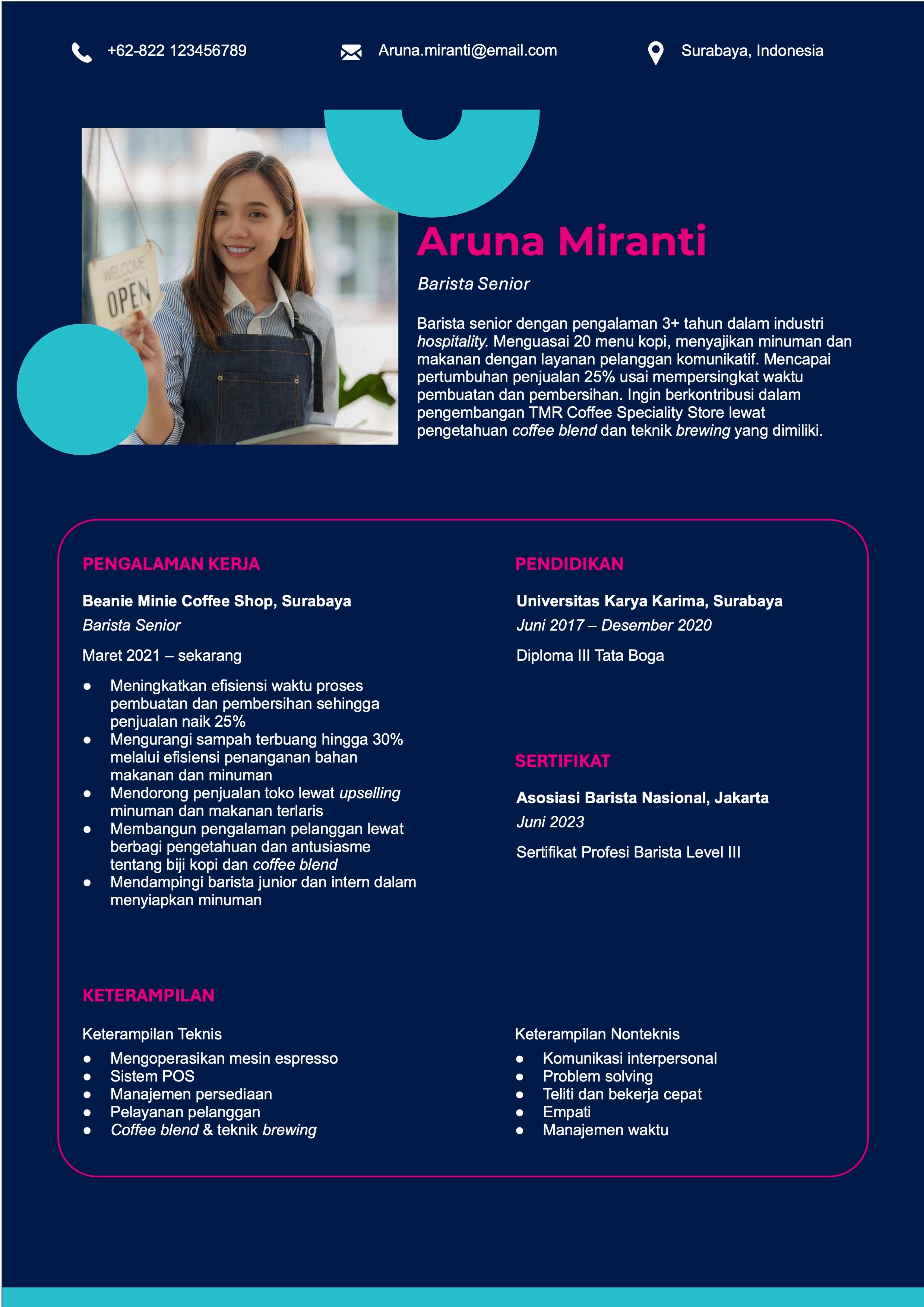 Contoh CV Barista (GRATIS Template) - Jobstreet Indonesia