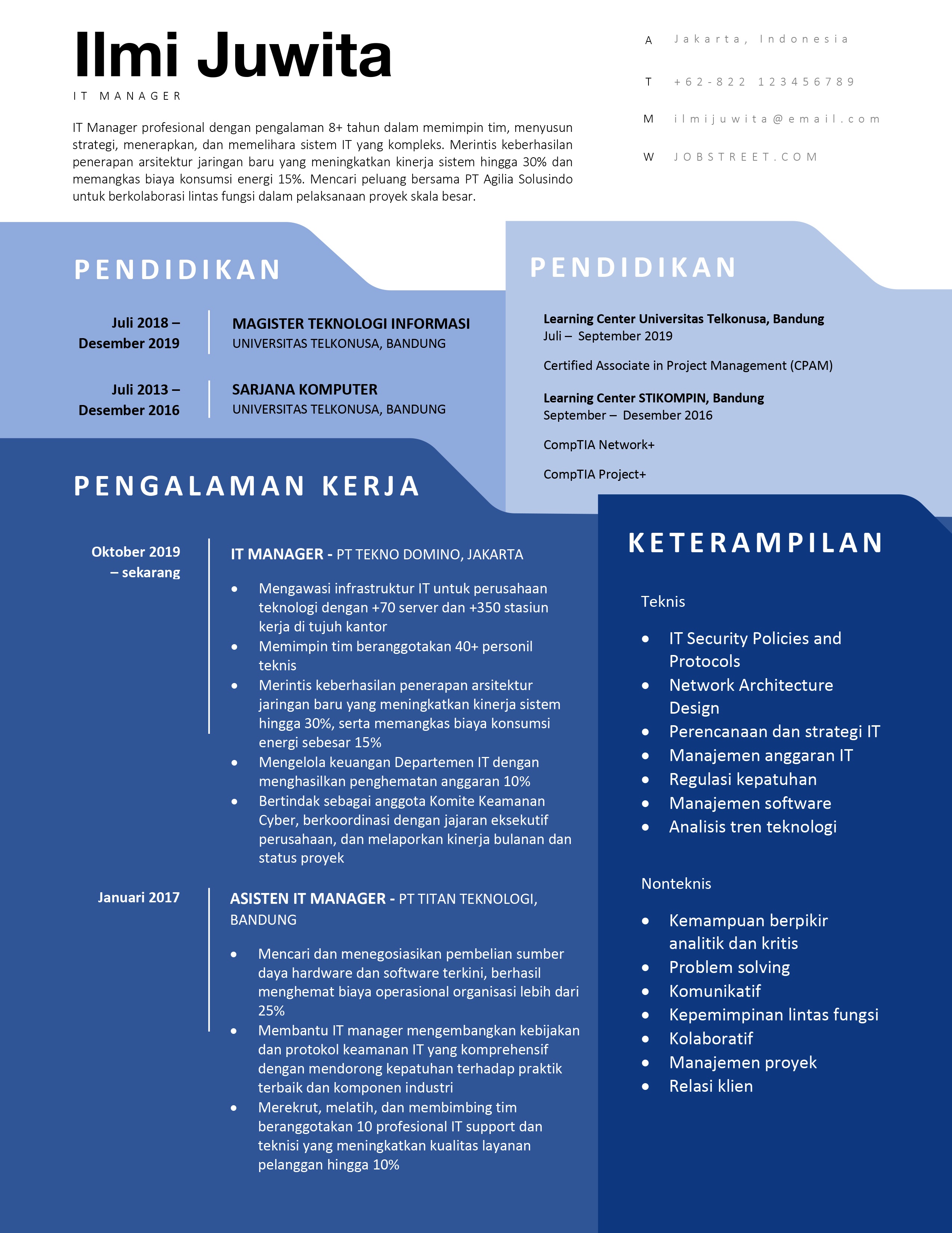 Contoh CV IT Manager (GRATIS Template) - Jobstreet Indonesia