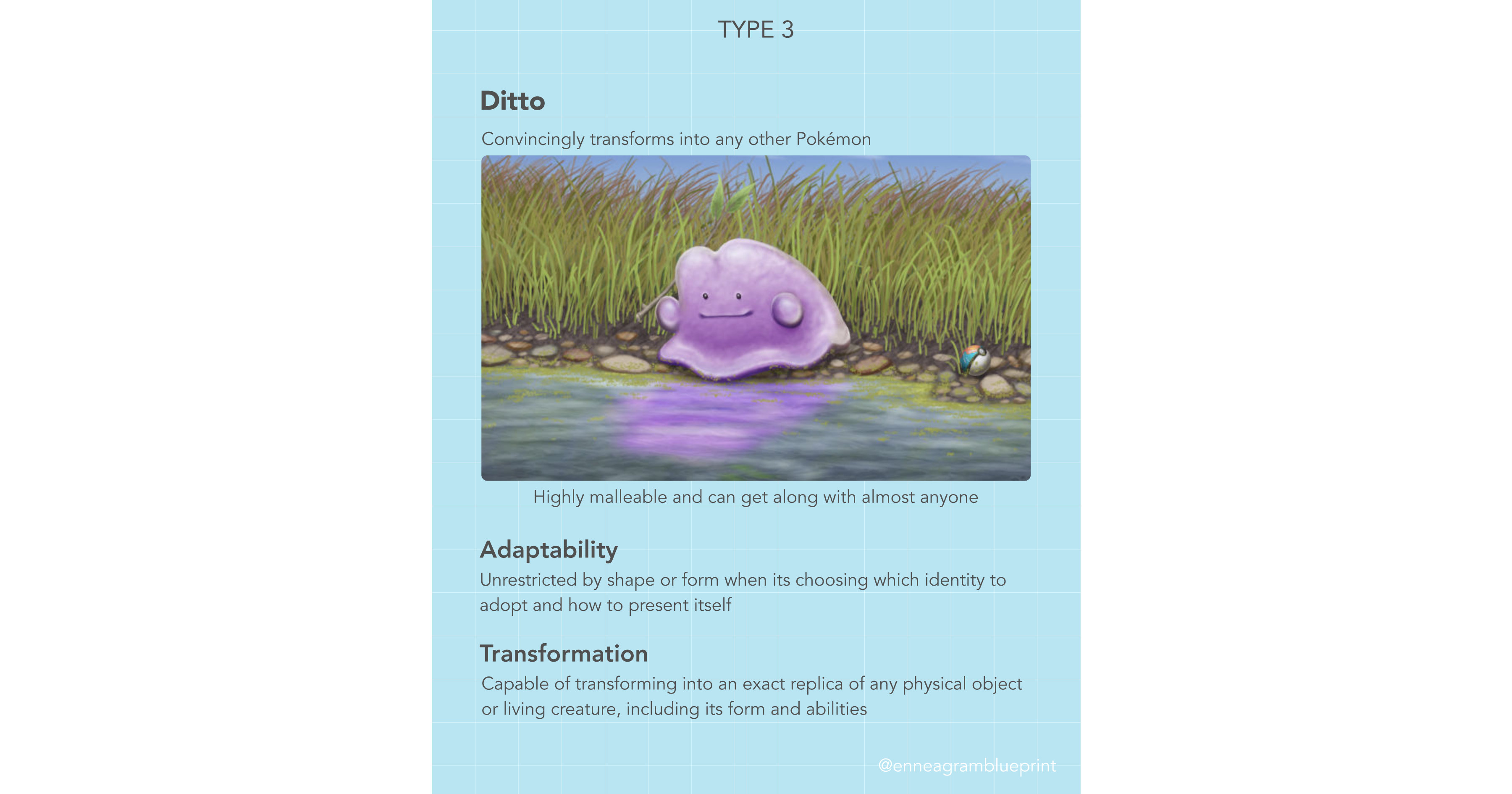 Enneagram types as Pokemon