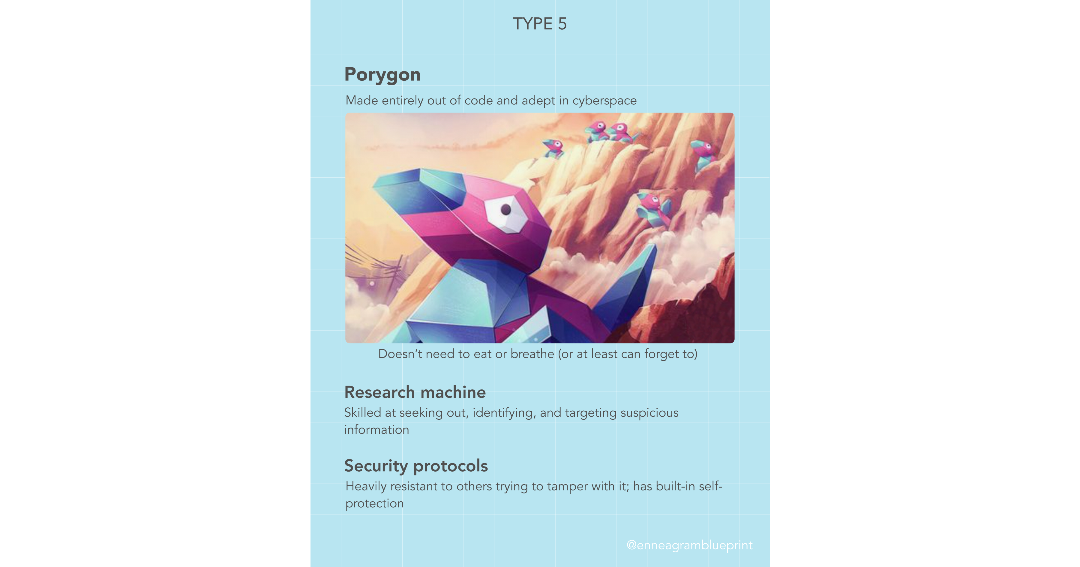 Enneagram types as Pokemon