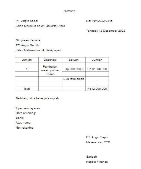 Invoice Adalah: Jenis, Fungsi, Contoh, dan Cara Membuatnya - Jobstreet ...