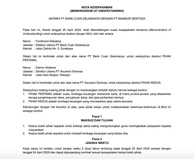 Contoh MoU Kerja Sama: Format dan Cara Buatnya - Jobstreet Indonesia