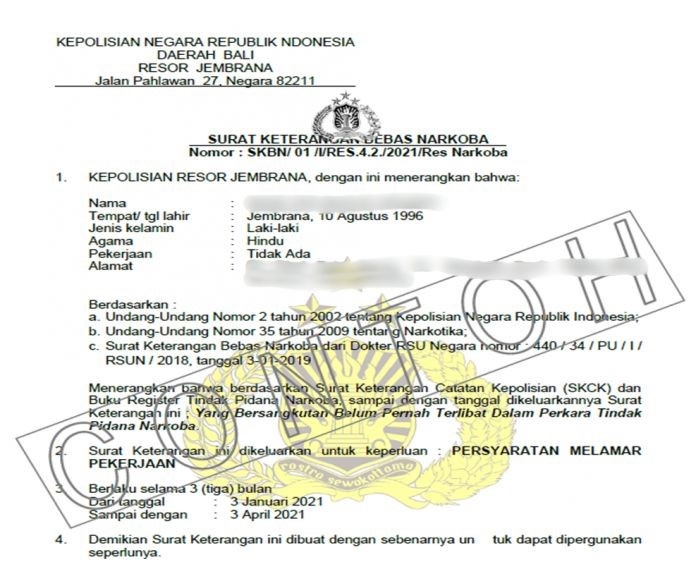 Surat Keterangan Bebas Narkoba: Syarat, Biaya, dan Cara Buat untuk ...