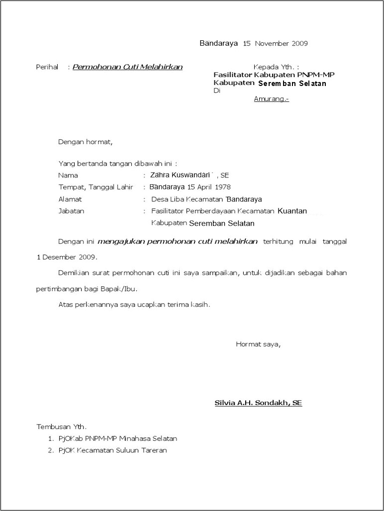 5+ Contoh Surat Cuti Melahirkan: Format & Cara Buatnya - Jobstreet ...