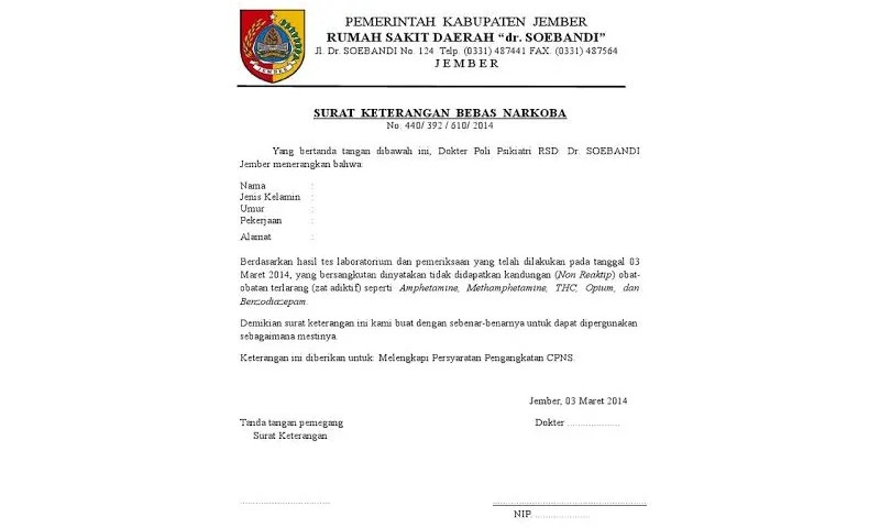 Surat Keterangan Bebas Narkoba: Syarat, Biaya, dan Cara Buat untuk ...