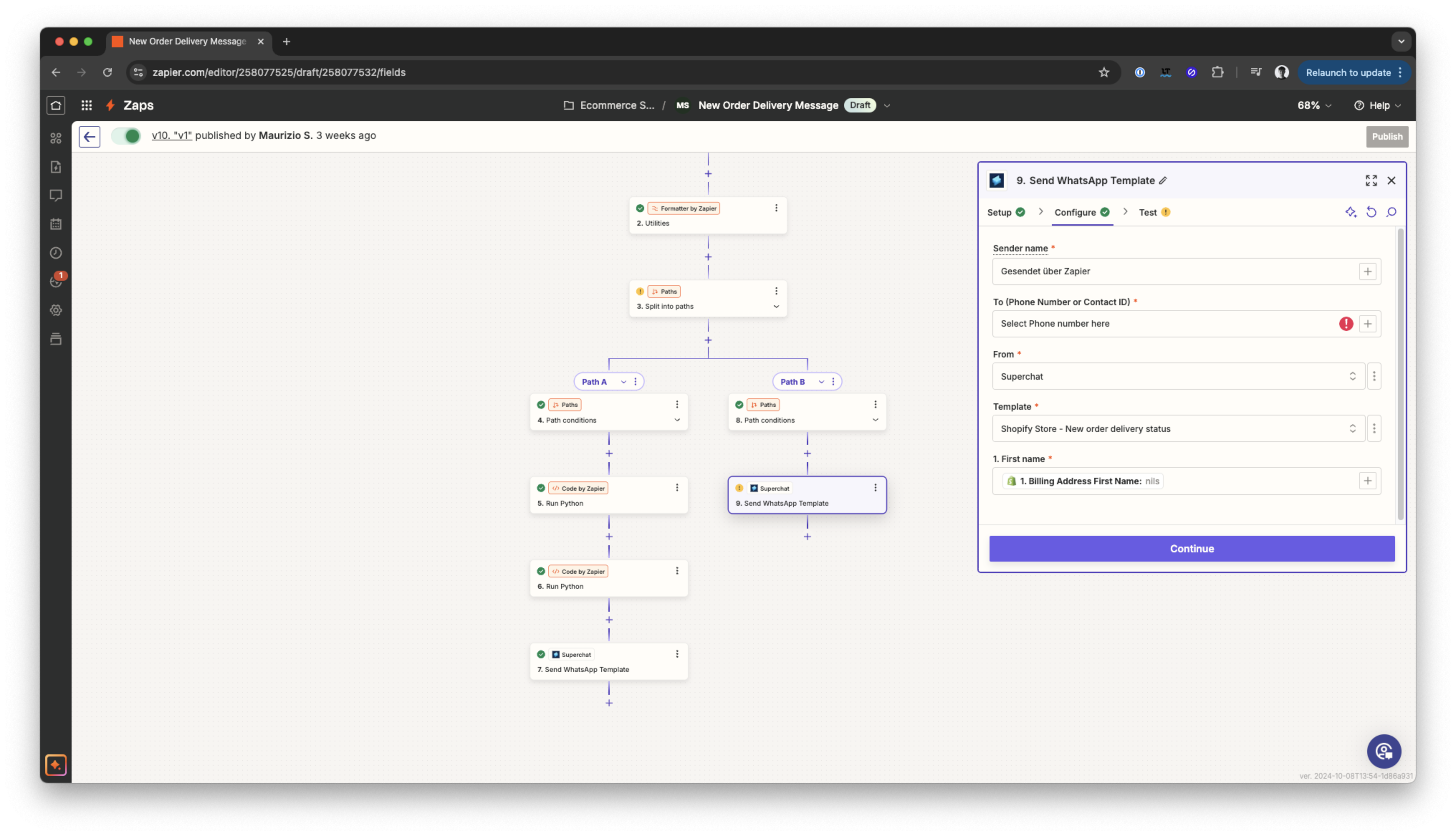 Automate order confirmations using WhatsApp