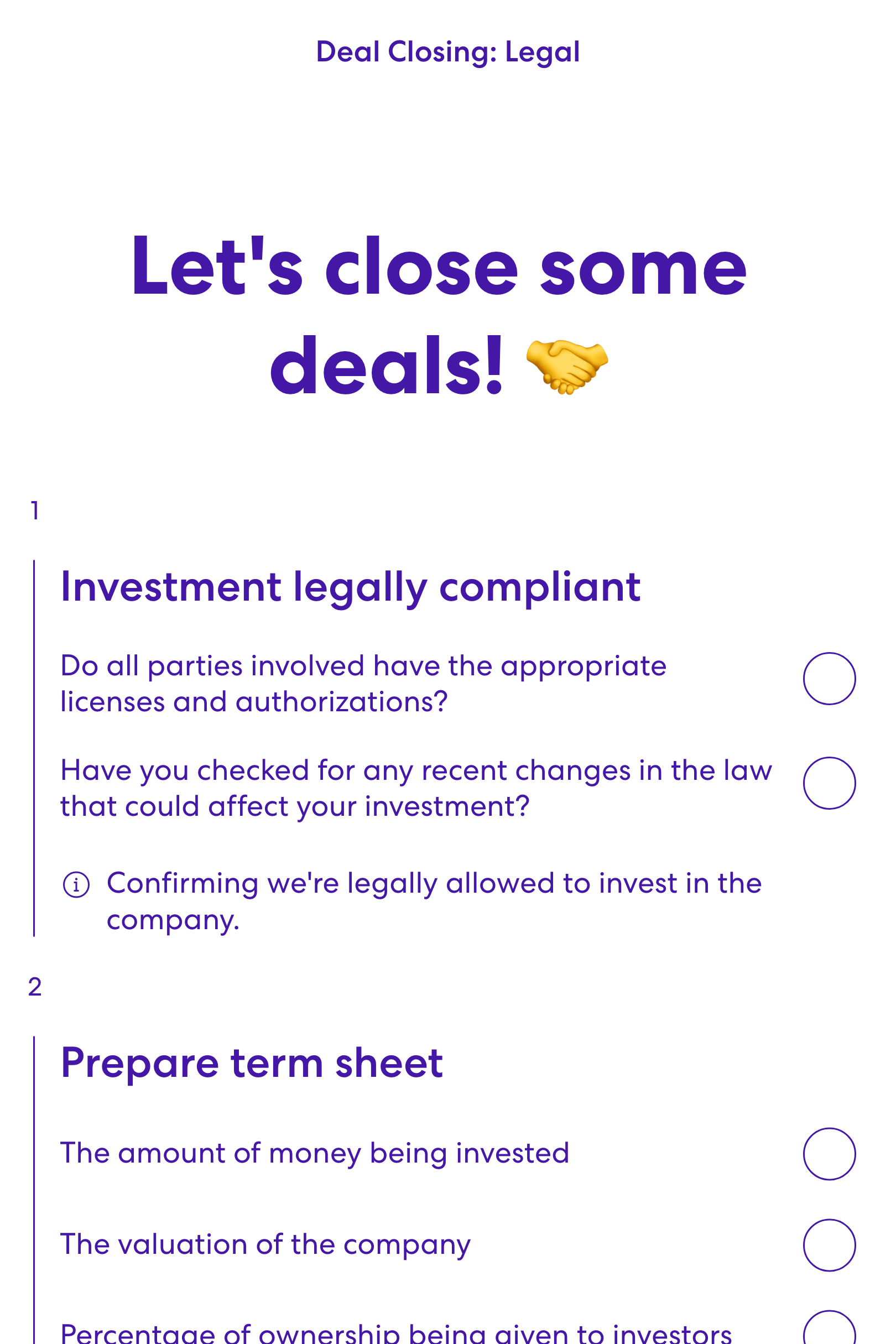 Deal Closing: Legal