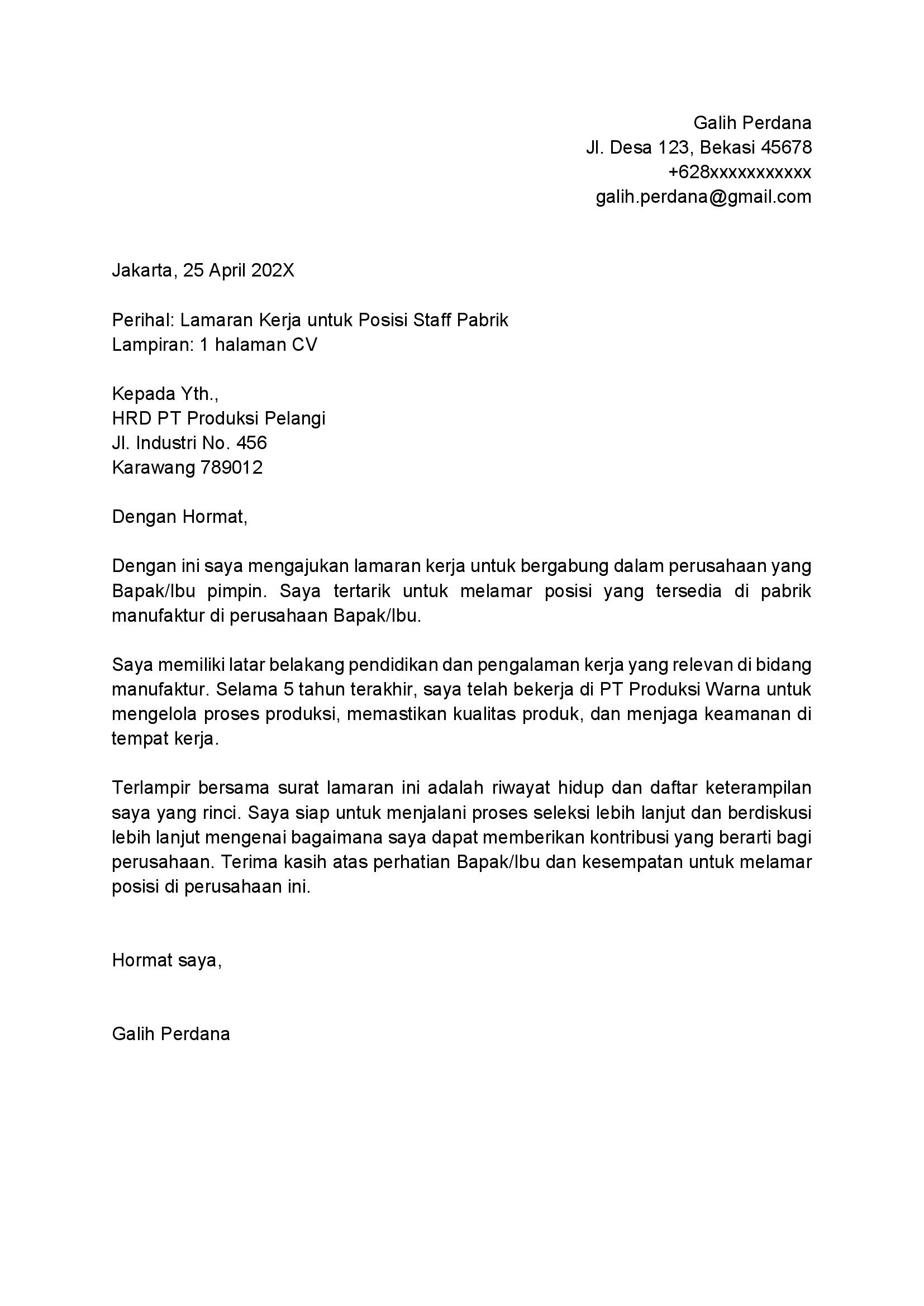 Contoh Surat Lamaran Kerja Word: Format & Cara Membuatnya - Jobstreet Indonesia