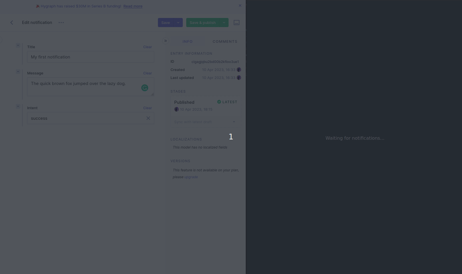 Creating in-app notifications in React with Hygraph | Hygraph