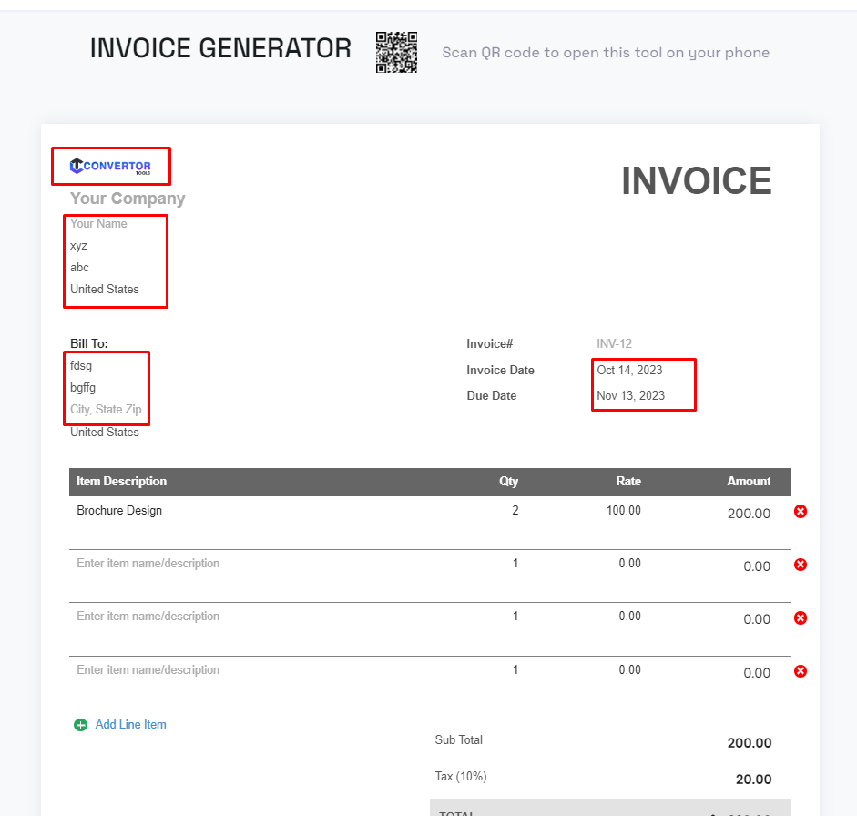 Free online invoice generator